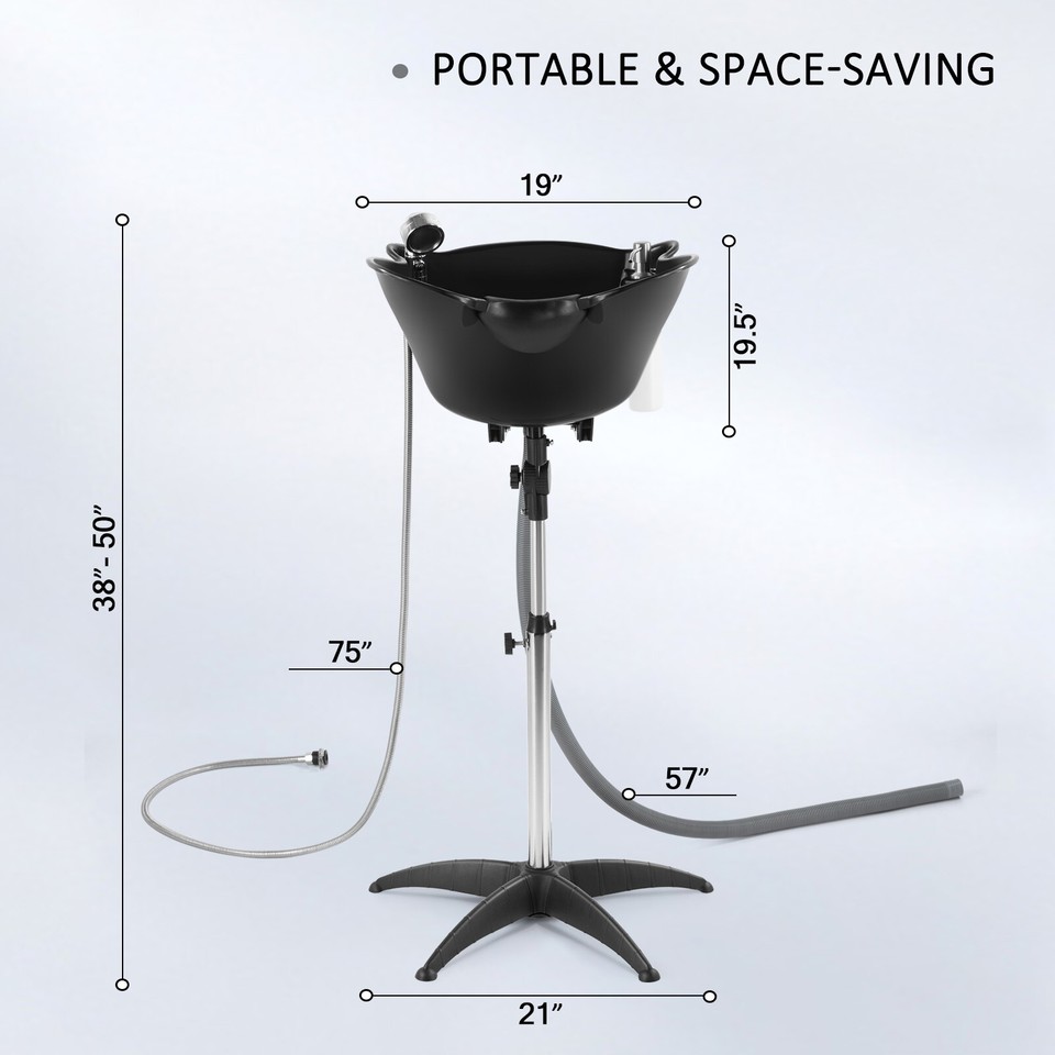 Adjustable Shampoo Bowl Portable Salon Barber Basin Hair Washing Sink ...