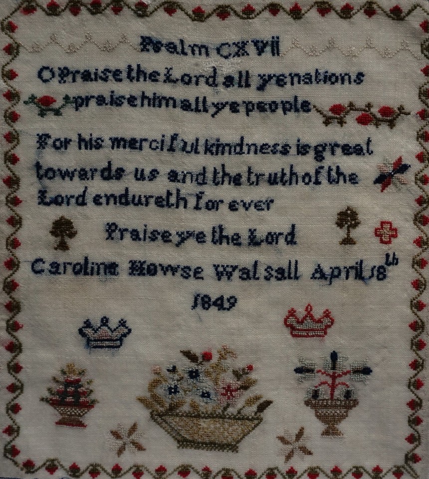 MID 19TH CENTURY MOTIF & PSALM SAMPLER BY CAROLINE HOWSE - April 18th ...