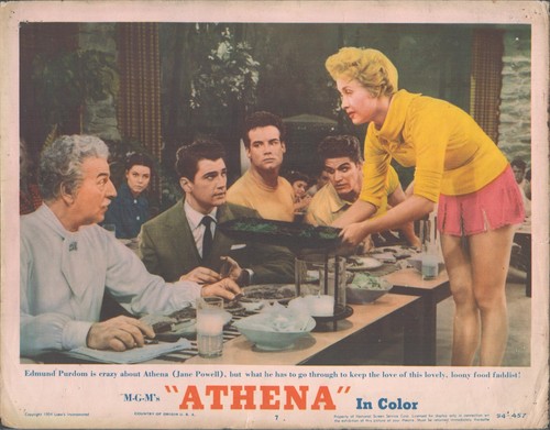 Athena 1954 MGM 11x14" body building lobby card Steve Reeves Jane ...
