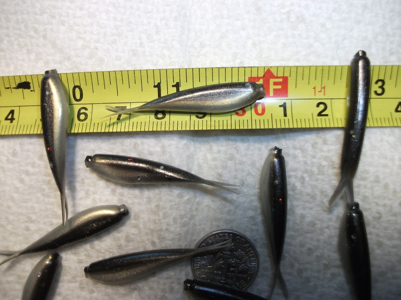 100-1 1/2"-crappie panfish-fat head minnow grub-scent-jig-split tail ...