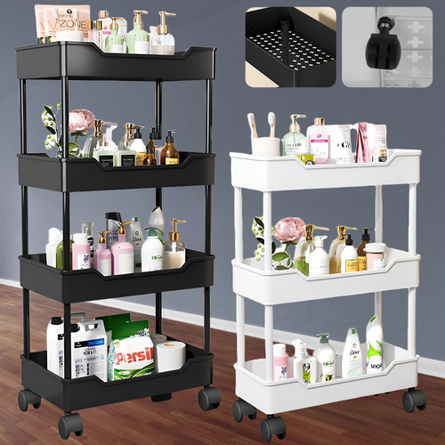 Plastic Shower Caddy Corner Shelf Bathroom Pole Rack Basket Kitchen ...