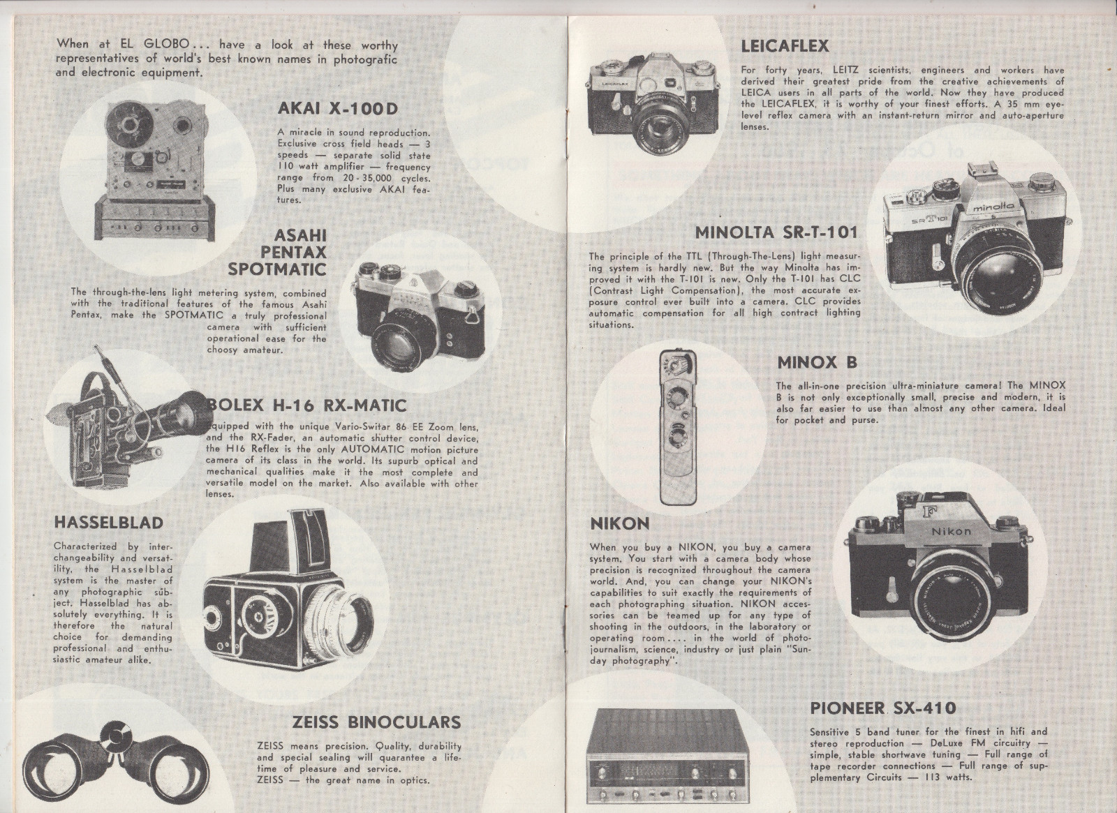 9333 El Globo 1966 camera catalog US Caribbean tourist Alex H Mossman ...