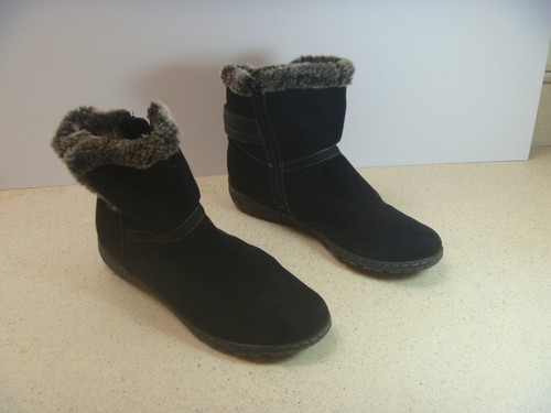 NATURAL SOUL Black Ankle 7" Boots Womens sz 10W partial Fur Lining | eBay