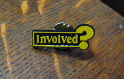 Involved? Pick Up Line Lapel Pin - Vintage Speed Dating Open ...
