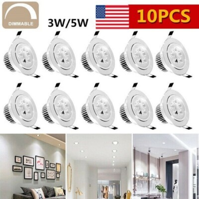 10x 3w 5w Dimmable Recessed Ceiling Downlight LED Cabinet Wall Spot ...