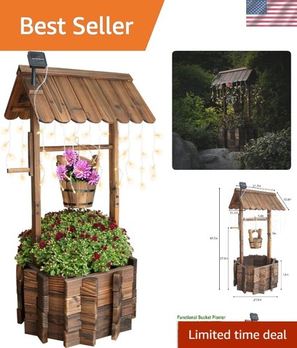 Vintage-Inspired Wishing Well Outdoor Planter with Weather-Resistant ...