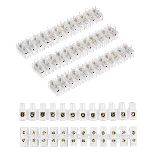 5Pcs 20A 12P Double Row Terminal Block Barrier Cable Connector Type H ...