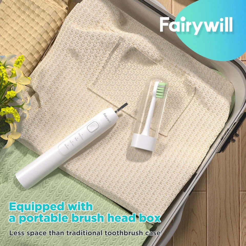 Fairywill Sonic Electric Toothbrush USB Rechargeable 8 Brush Heads 5 ...