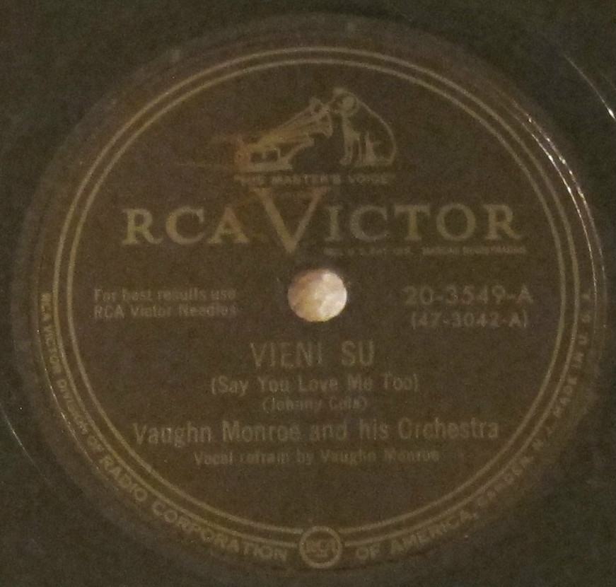 RCA Victor 78 RPM record Vaughn Monroe Vieni Su / Blue For A Boy Pink ...