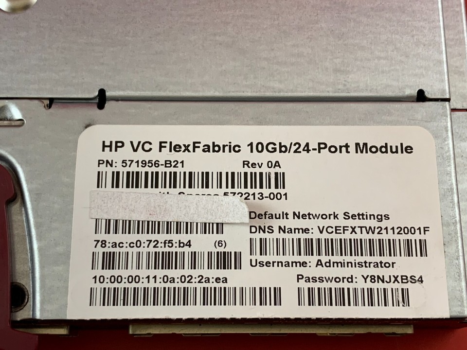 571956-B21 572213-001 708065-001 HPE VC FlexFabric 10Gb/24 Switch HPE ...
