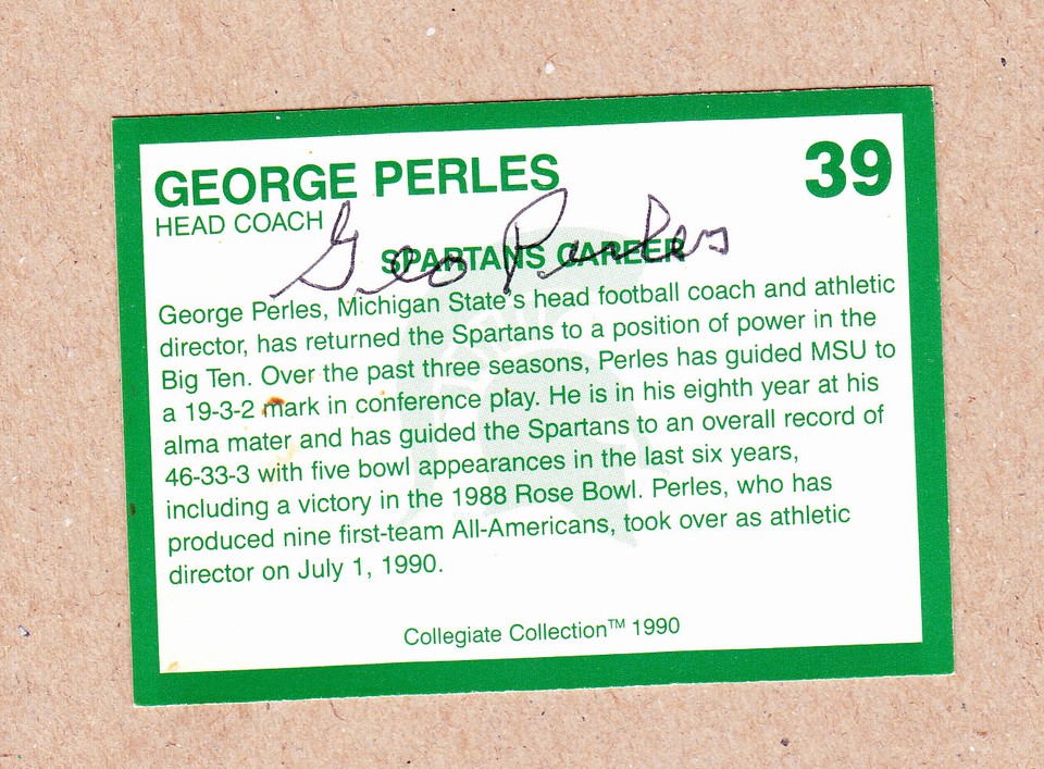 George Perles signed 1990 Michigan State Spartans FB card # 39 (Dec) | eBay