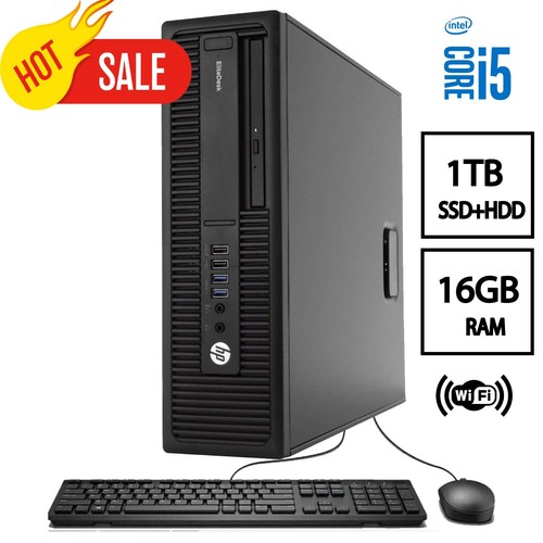 HP Desktop Computer Intel i5 SFF 16GB RAM 1TB SSD+HDD Win 11 Pro wifi ...