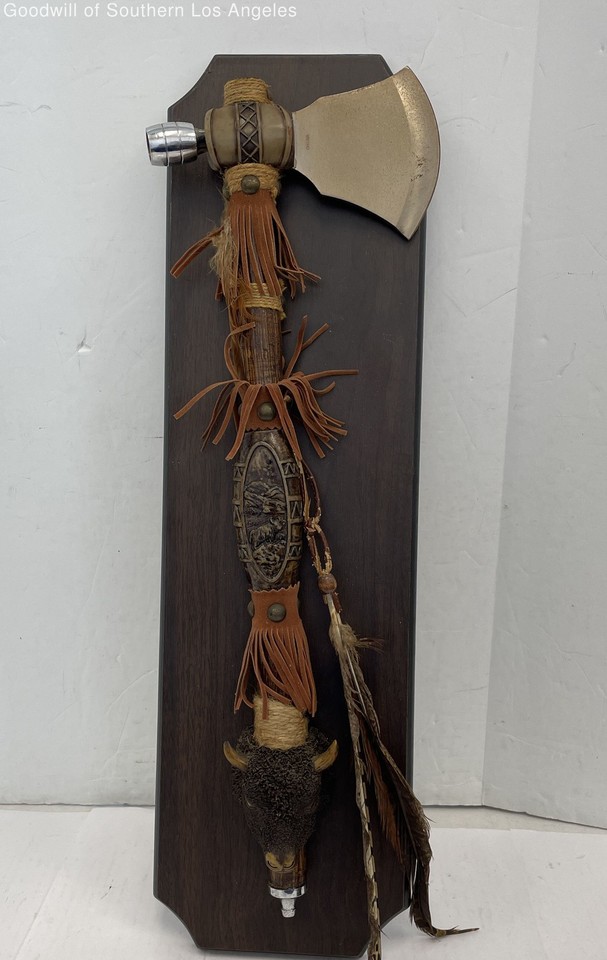19" Native American Tomahawk Peace Pipe Axe Wooden Wall Decoration ...