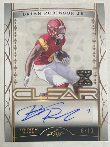 2022 Leaf Trinity Football Brian Robinson Jr Gold XRC 6/10 Rookie Auto ...