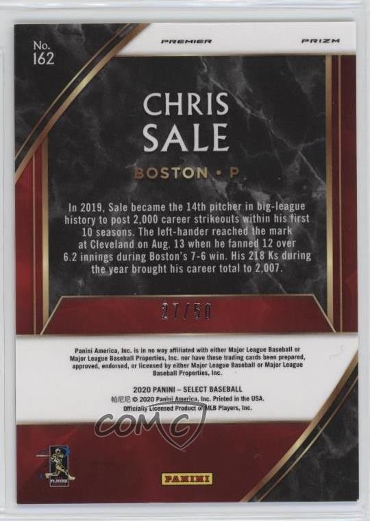 2020 Panini Select Premier White Prizm 27/50 Chris Sale #162 02zw | eBay UK