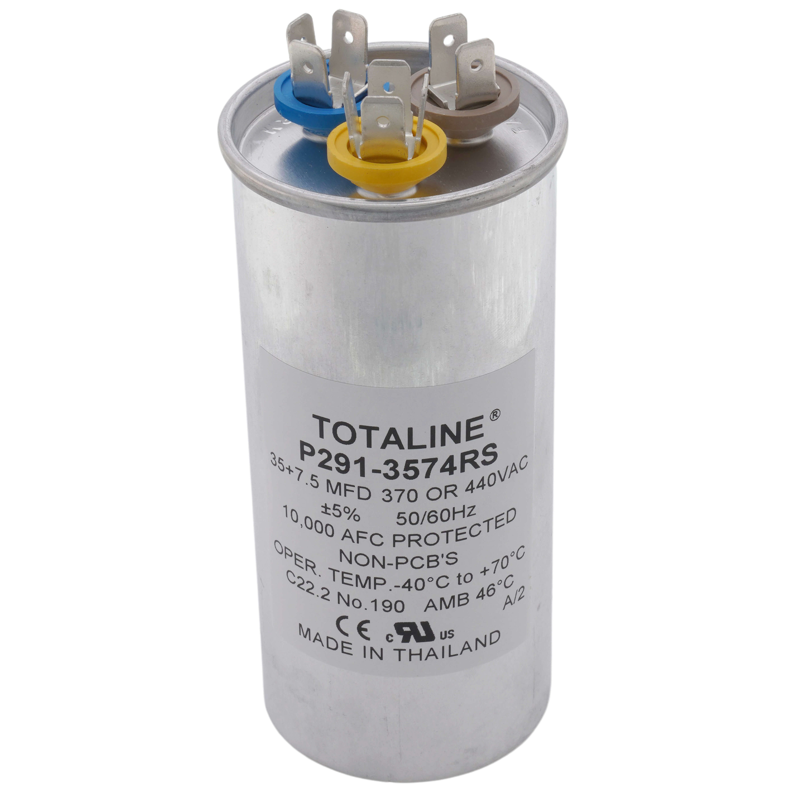 Carrier P291-3574RS Dual Run Capacitor 35/7.5 Microfarad 440VAC Round ...