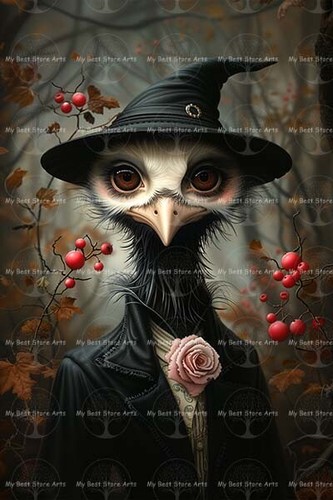 CREEPY WITCHY BIRD ART PRINT, Crow Wall Decor, Animal Portrait Raven ...