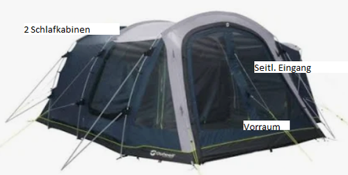 Outwell Nevada 5 Familienzelt 5 Pers. blau, innen ca. 3,2m x 4,9m, 3x ...