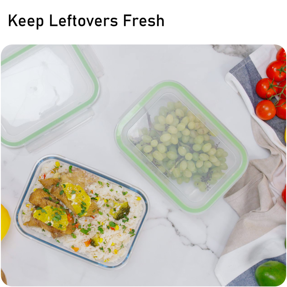 70oz 8 cups X-Large Glass Food Storage Containers Family Size Set ...