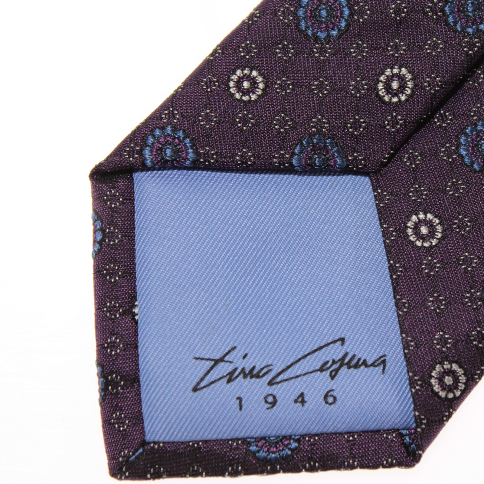 Tino Cosma NWT Neck Tie in Purple with Blue & White Geometric Pattern ...