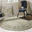 Hand Braided Area Rug Natural Jute& Cotton Door Mat Oval Woven Carpet ...