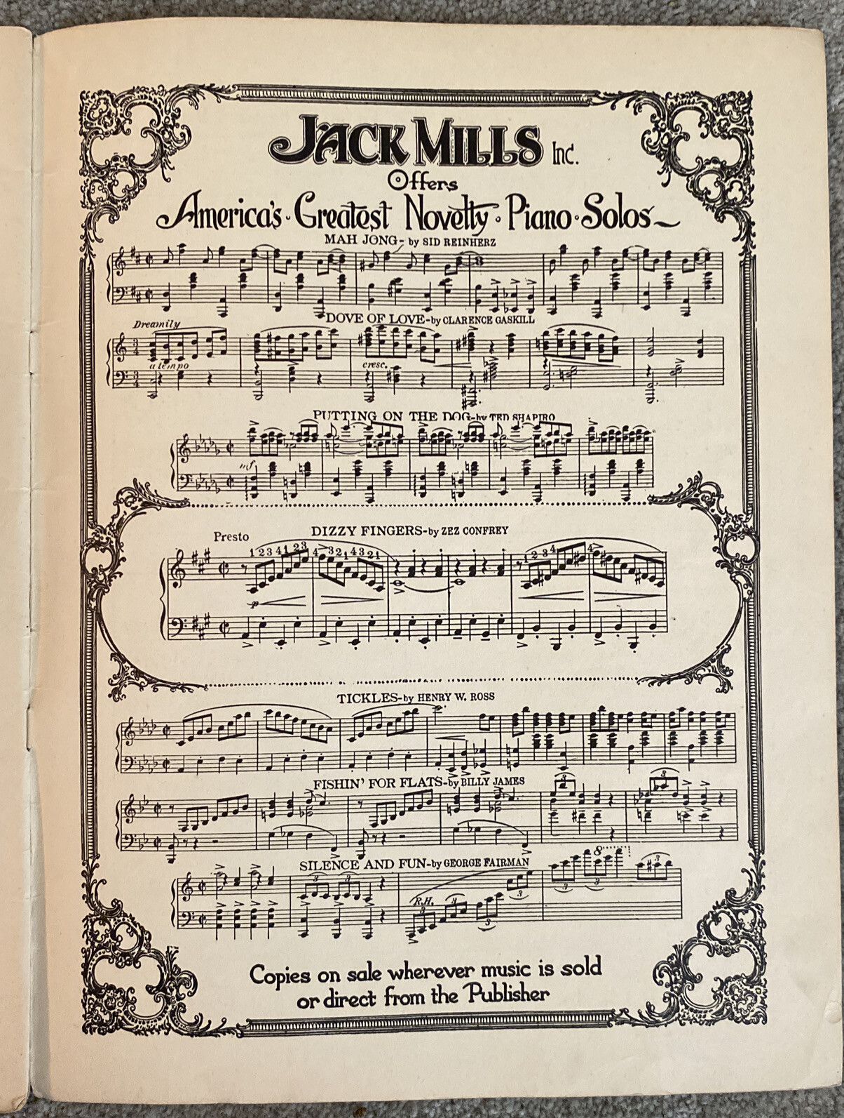 1924 JACK MILLS EDITION, INTERNATIONAL PIANO FAVORITES, Edit by ...