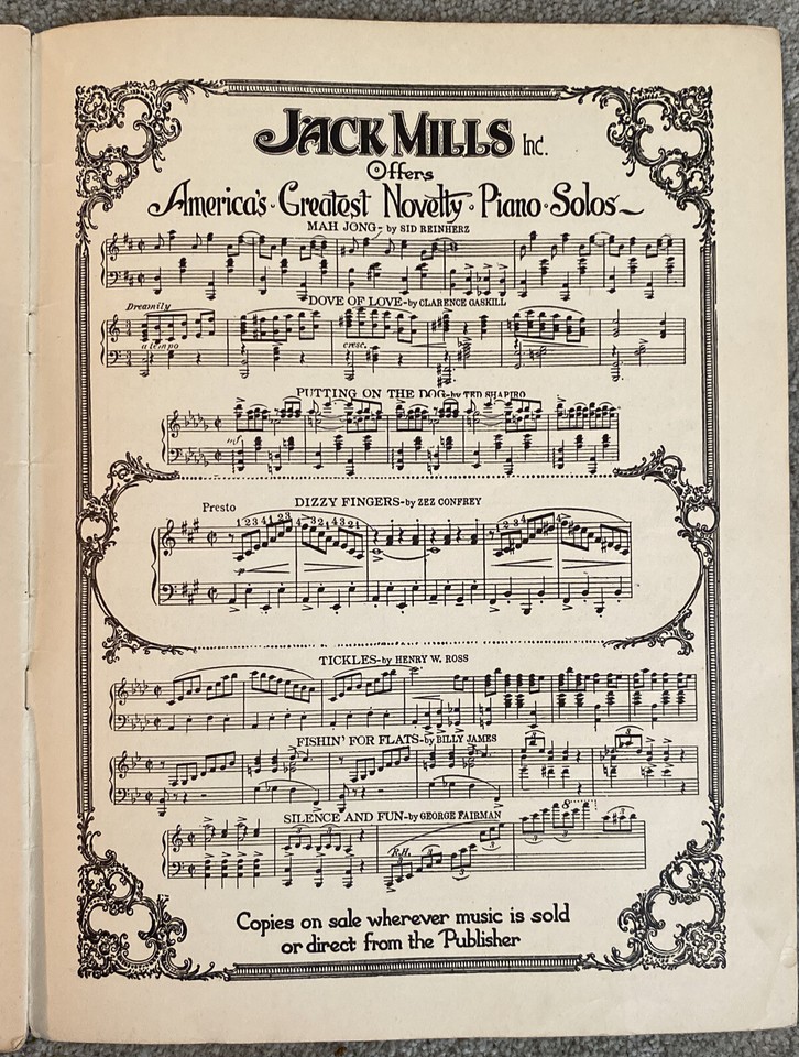 1924 JACK MILLS EDITION, INTERNATIONAL PIANO FAVORITES, Edit by ...