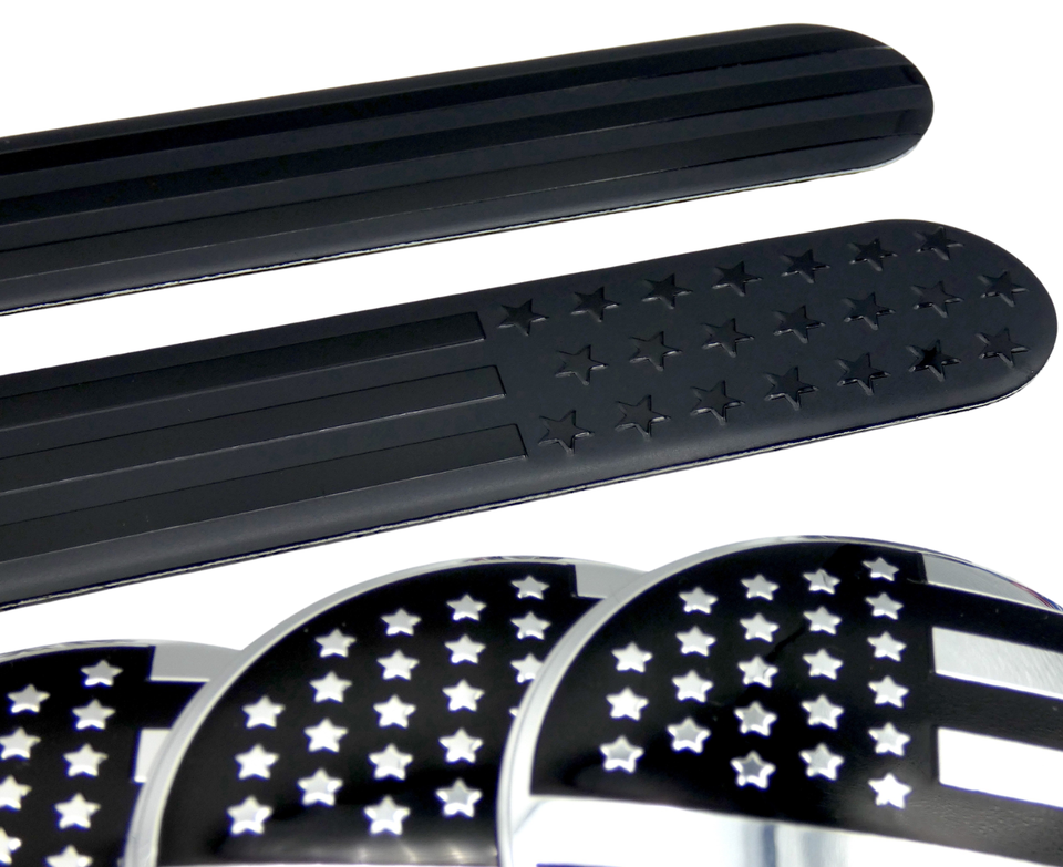 2.20" / 56mm American Flag Wheel Center Hub Cap Stickers + 2 Long Flags ...