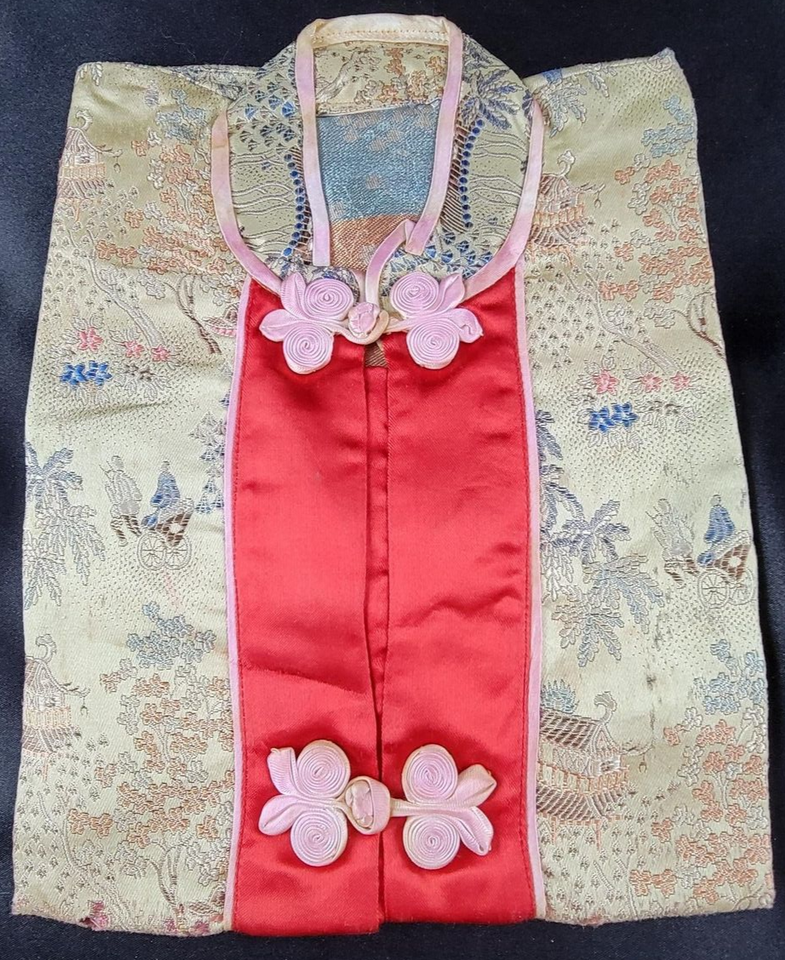 Asian Chinese Childs Formal Silk Shirt Top Flower Village Scene See ...