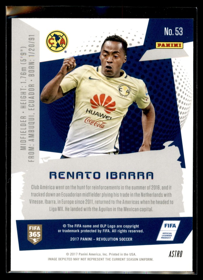 2017 Panini Revolution Soccer ASTRO #53 Renato Ibarra - Club America | eBay