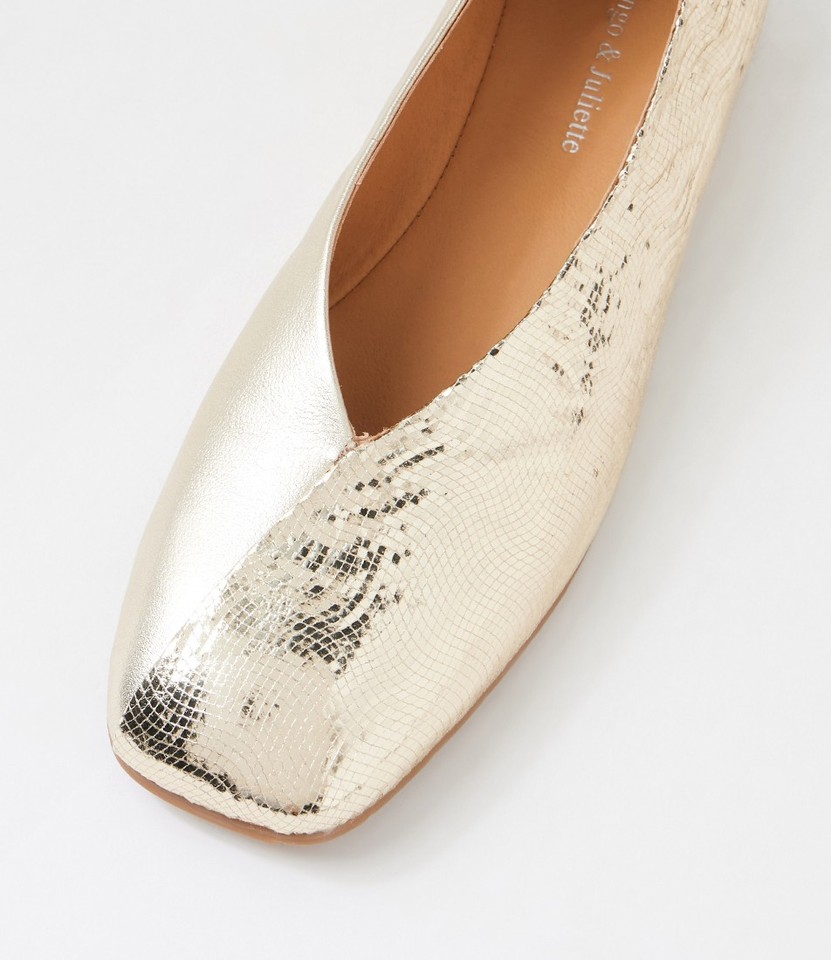 New Django & Juliette Paydes Pale Gold Mosaic Leather Ballet Flats ...