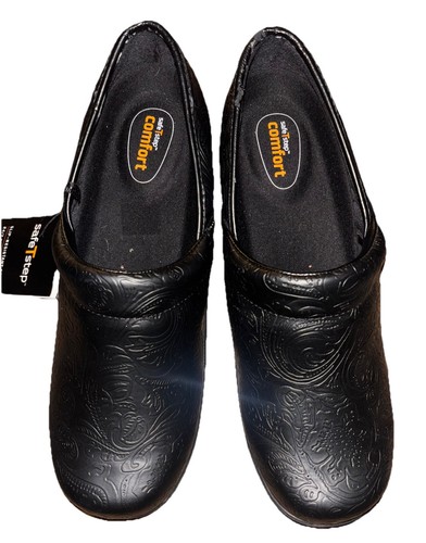 New Safe T Step Shoes Womens 11 Professional Clogs Black Faux Leather ...