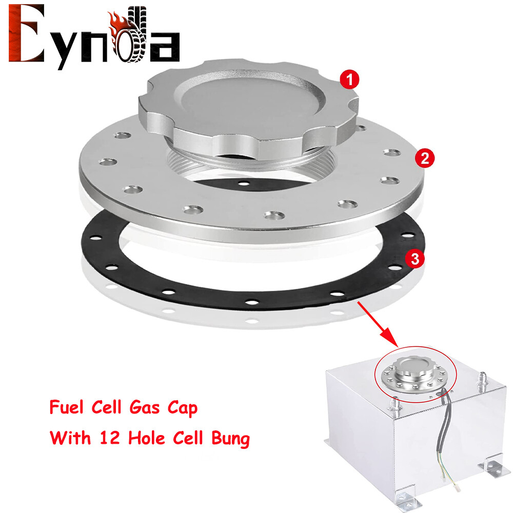 160mm Billet Aluminum Easy Fill Fuel Cell Gas Cap w/ 12 Hole Cell Bung ...