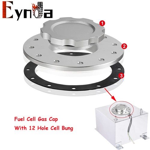 160mm Billet Aluminum Easy Fill Fuel Cell Gas Cap w/ 12 Hole Cell Bung ...
