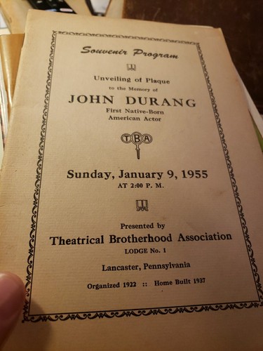 JOHN DURANG SOUVENIR PROGRAM 1ST NATIVE BORN AMERICAN ACTOR bx735 | eBay