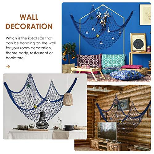 Decorative Fishnet Nautical Fishing Net Wall Hanging Decor, 8 Pieces ...