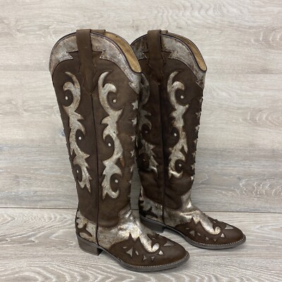 Sheryl Crow Boots Sassy Brown 9 Leather Metallic Western Cowgirl | eBay