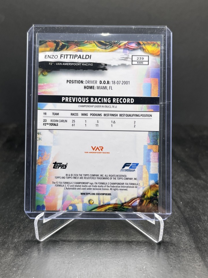 2024 Topps Finest Formula 1 F1 Enzo Fittipaldi Rare Red Black Vapor 02/ ...