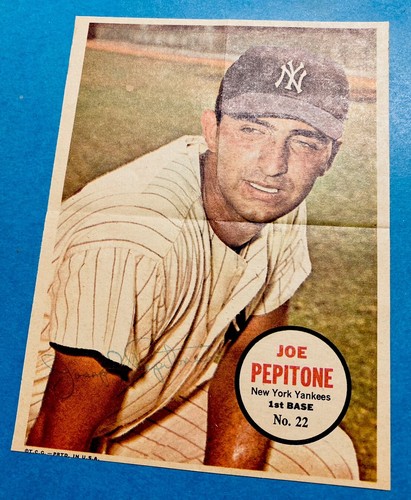 1967 Topps Baseball Poster # 22 Joe Pepitone New York Yankees No Rips ...