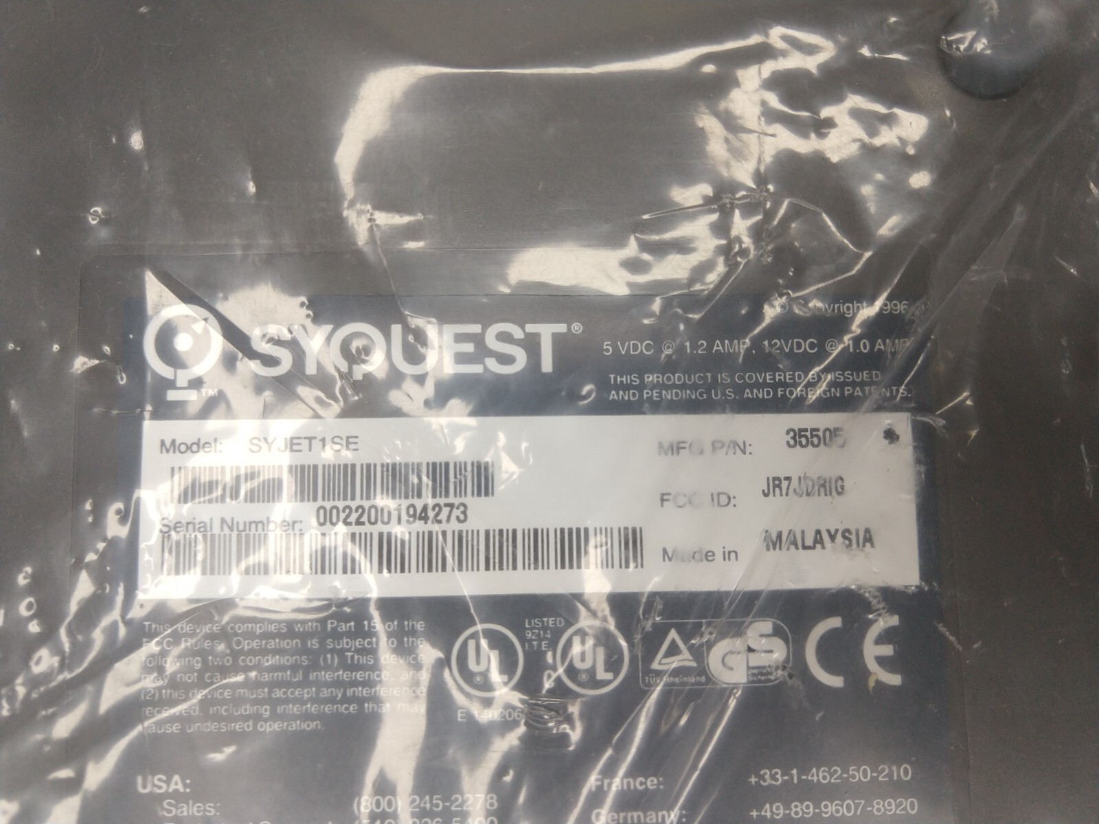 SyQuest SyJet 1se 1.5 GB External Portable SCSI Drive for sale online ...