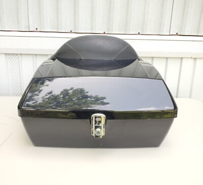 Hard Motorcycle Trunk Luggage Case Tail Box W/Backrest For Harley ...