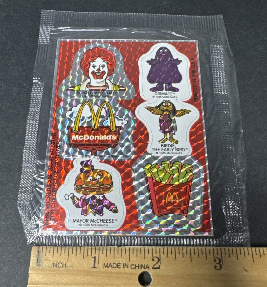 Vintage McDonalds Prismatic Sticker Sheet 1985 MAYOR McCHEESE GRIMACE ...