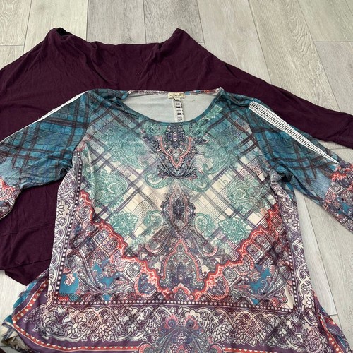 One world women's plus size 3x boho 3/4 sleeve lands end top neutral ...