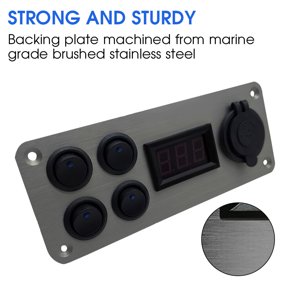 12V-24V Campervan RV Camper Switch Panel For LED Lights Voltmeter Dual ...