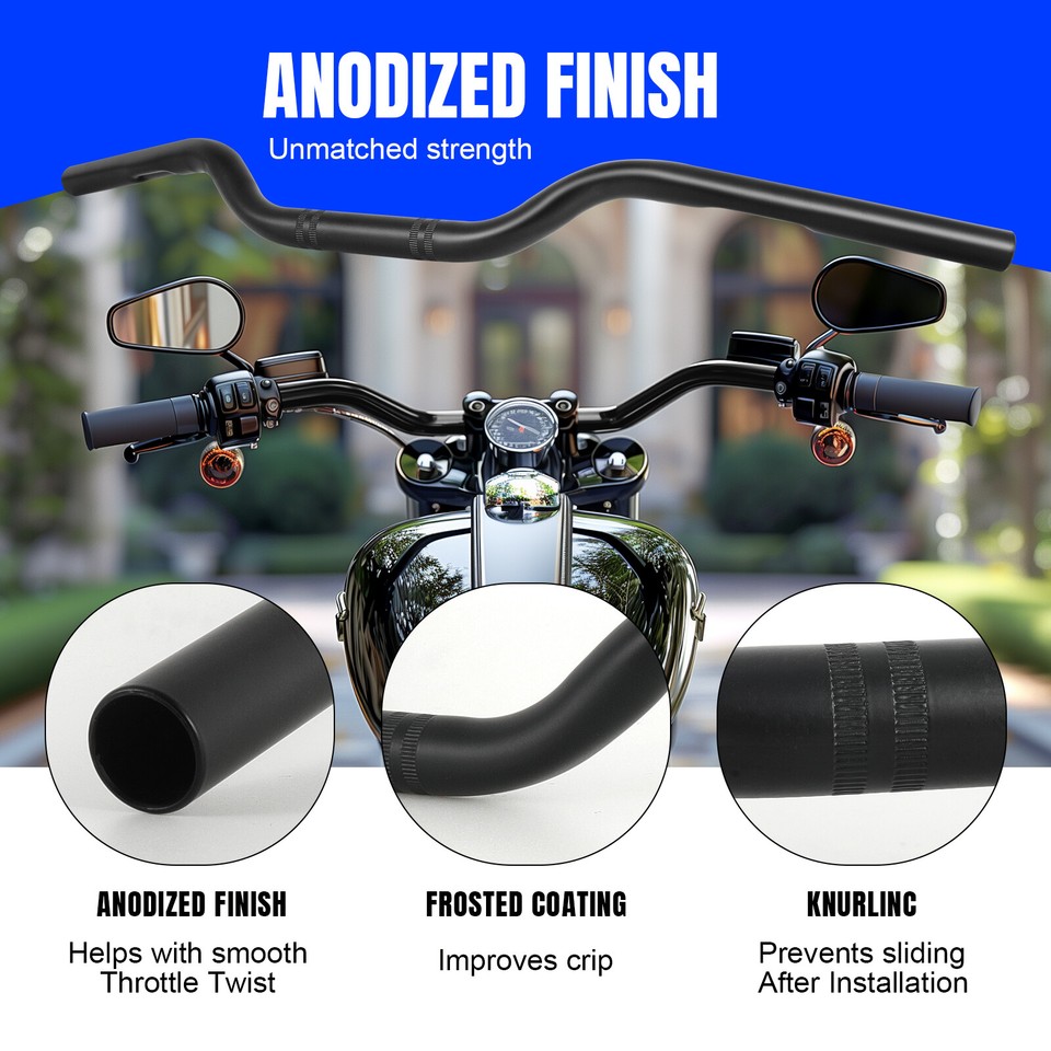 1" 25mm Motorcycle Drag Handlebar Black For Harley Sportster 883 1200 ...