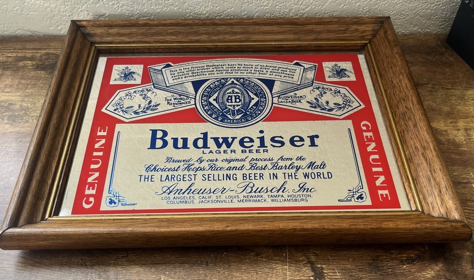 Vintage Budweiser Lager Beer Anheuser Busch Mirror Bar Sign 11"x14" | eBay