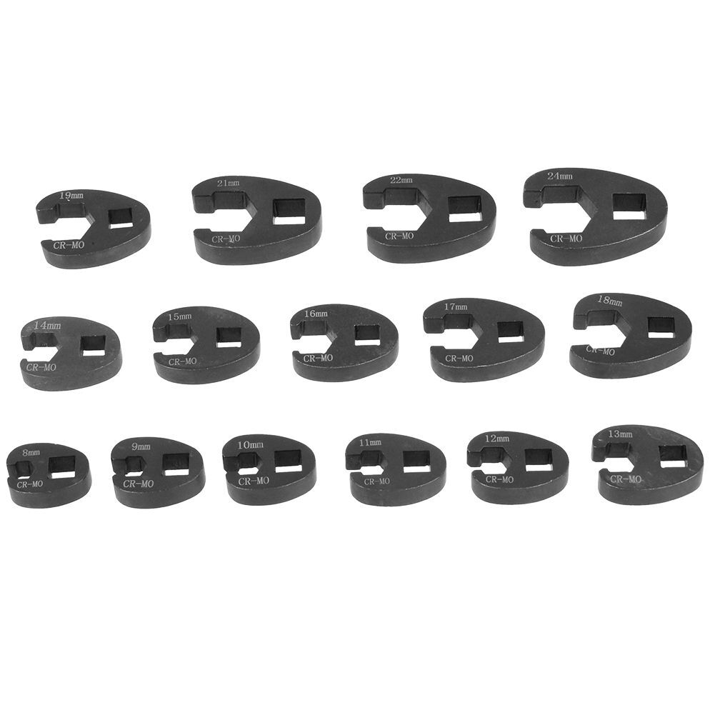 Crowfoot Wrench Set Metric Crows Foot 8-24mm 15Pcs Flare Nut Wrench Set ...