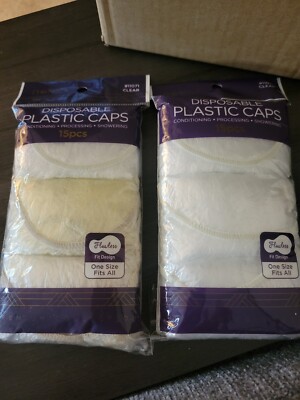 DONNA--2 Packs - 15ea Pack DISPOSABLE CLEAR PLASTIC HAIR CAPS -NEW ...