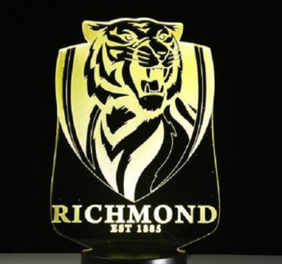 Richmond Tigers AFL Footy 3D Acrylic LED 7 Colour Night Light Touch ...