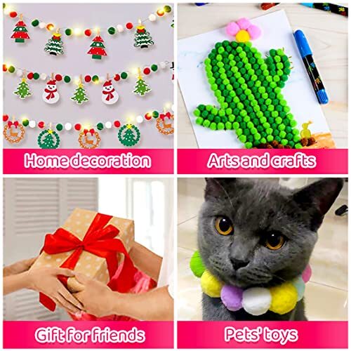 Pom Poms 2000pcs Multicolor Bulk mini Pom Poms 0.4 inch (1cm) Multi ...